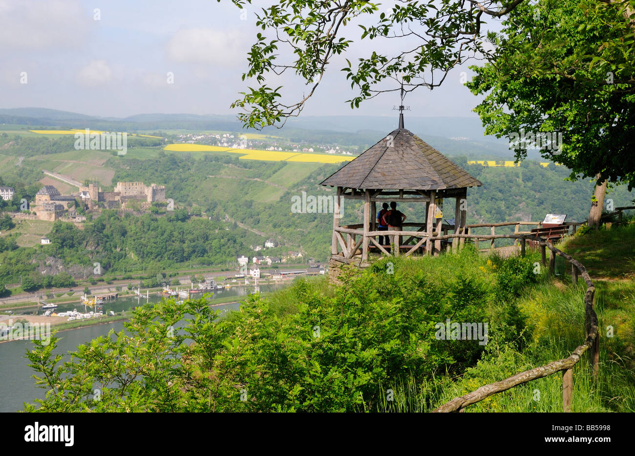Viewpoint overlooking Rhine valley at St Goar, Rhineland, Germany Stock ...