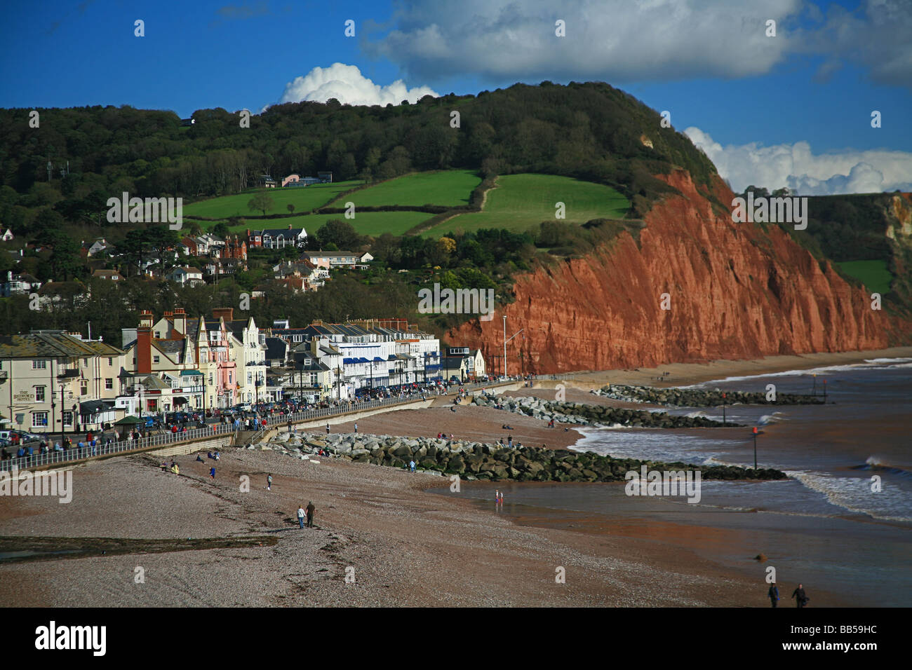 The red sandstone cliffs of the 'Jurassic Coast' at Sidmouth, Devon ...