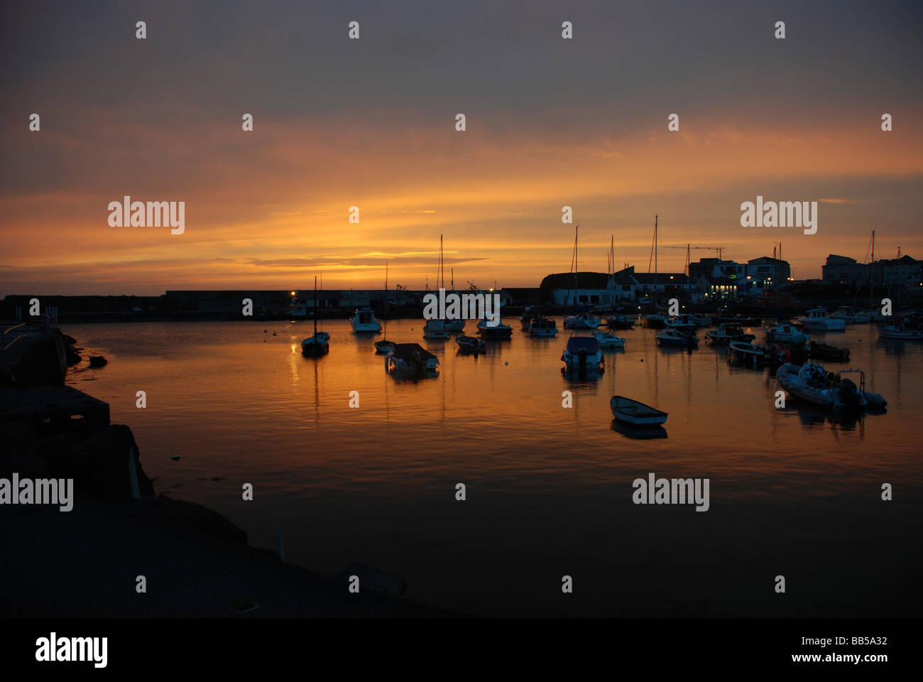 UK Northern Ireland County Antrim Portrush The harbour at sunset Stock ...