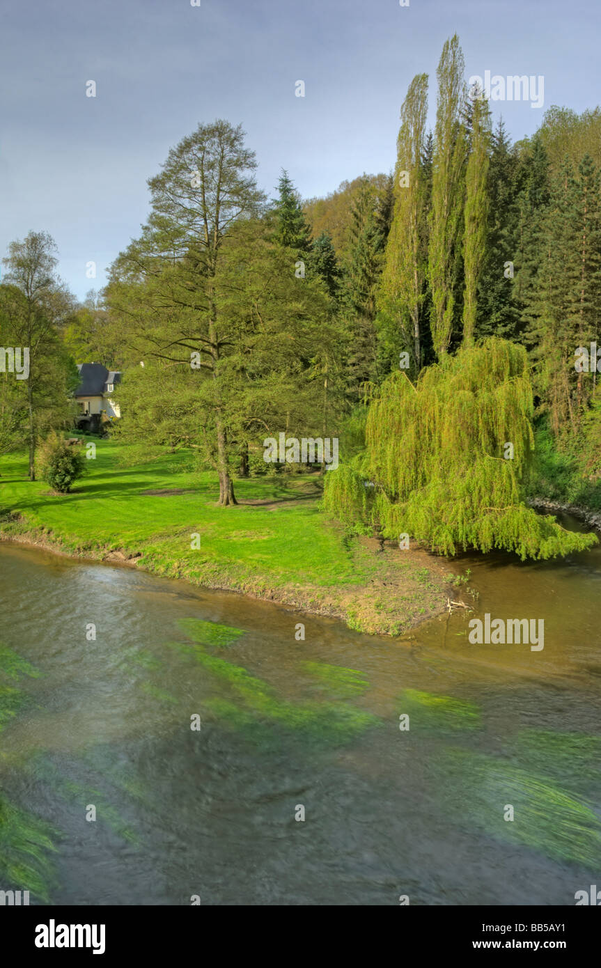 River Orne near Thury Harcourt in the Orne 61 departement of France ...