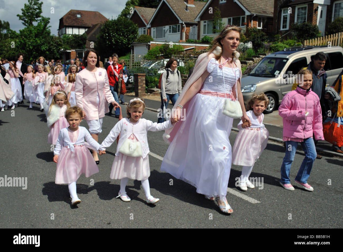 May Queen Procession Pratts Bottom Kent UK Stock Photo - Alamy