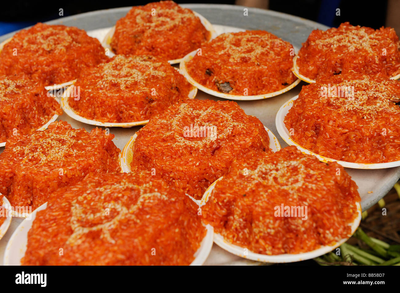 traditional vietnamese dessert orange sweet sticky rice with saseme on ...