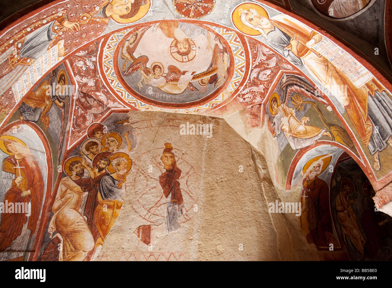 Ancient Christian frescos painted on a Gregorian church in Turkey Stock ...