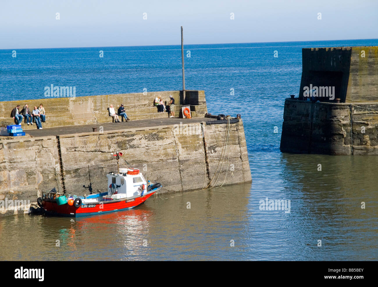 The harbour at the fishing village of Craster, Northumberland England ...