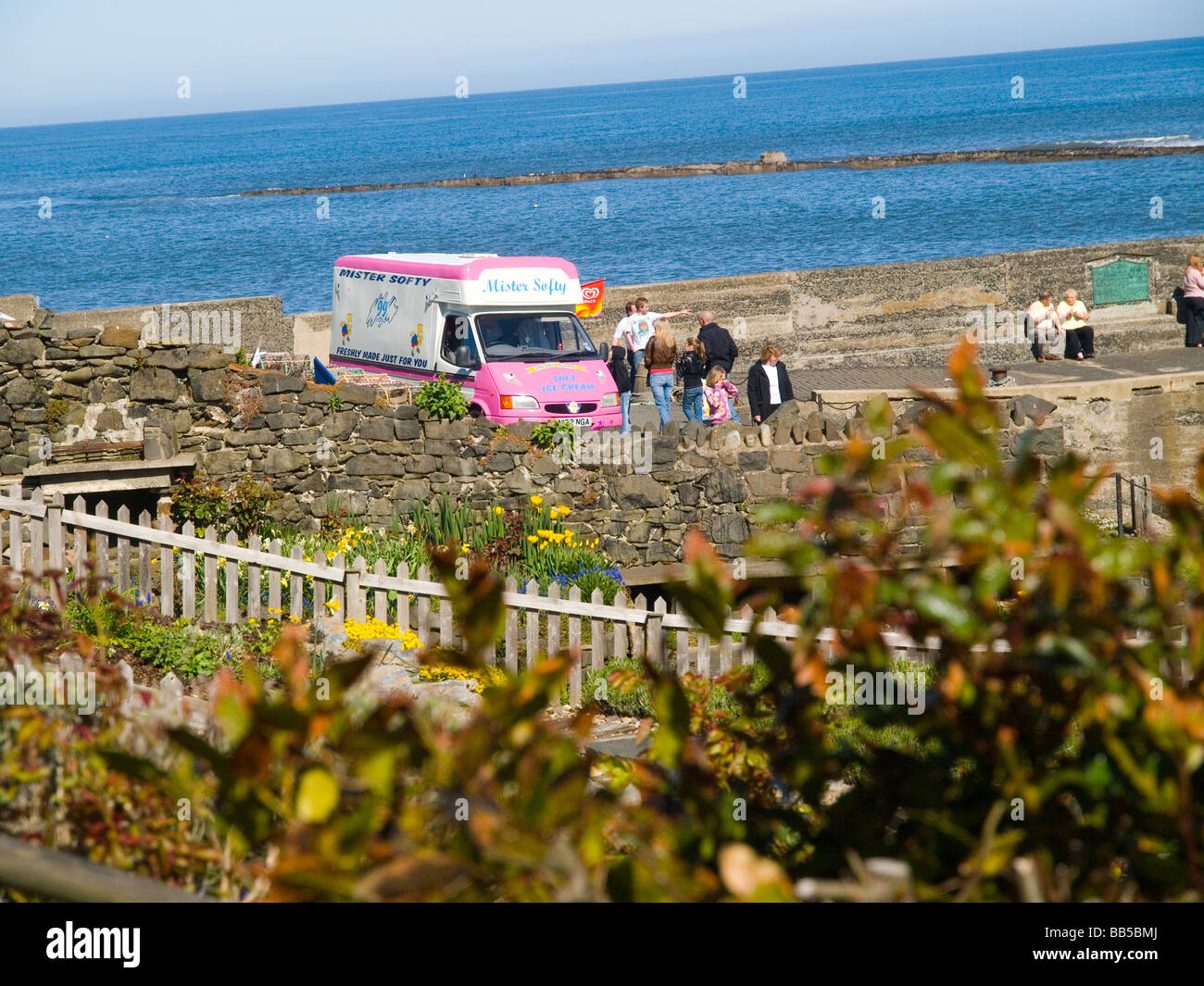 The harbour in the small fishing village of Craster, Northumberland ...