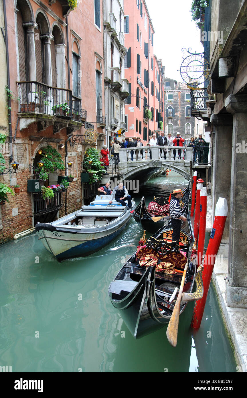 Gondolas on backstreet canal, Venice, Venice Province, Veneto Region ...