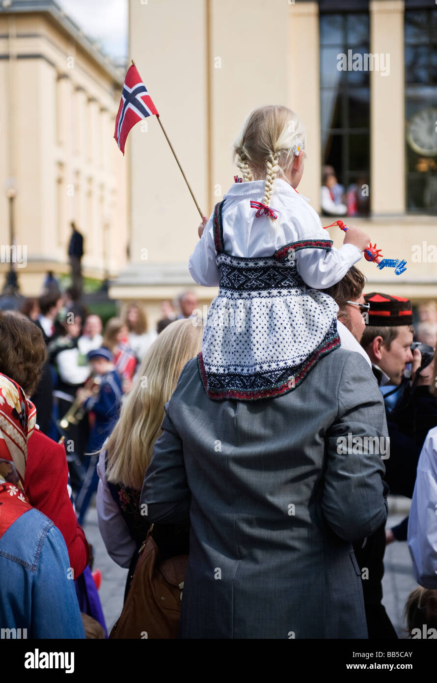 National day celebration in Oslo, Norway. People watching the parade ...