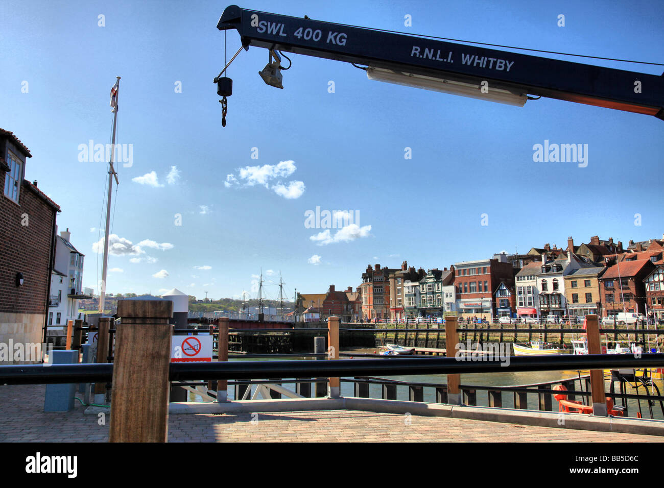 Whitby harbour church, lobster pots, life saving ring, rnli, rooftops ...