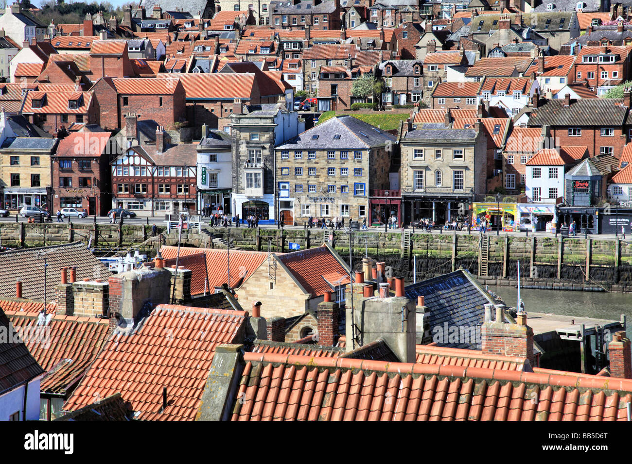 Whitby harbour church, lobster pots, life saving ring, rnli, rooftops ...