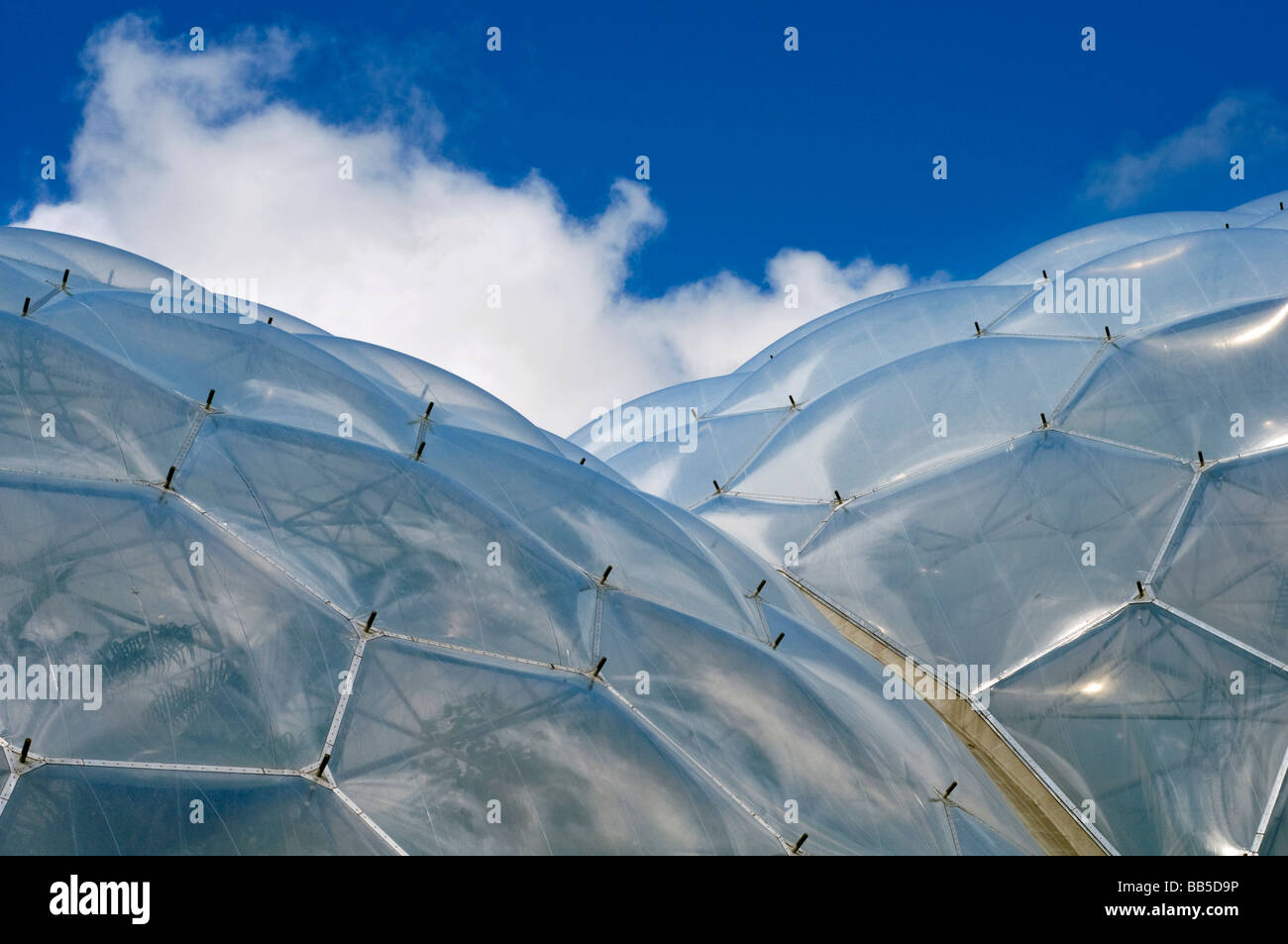 Close up of two of the biomes at the Eden Project in Cornwall England ...