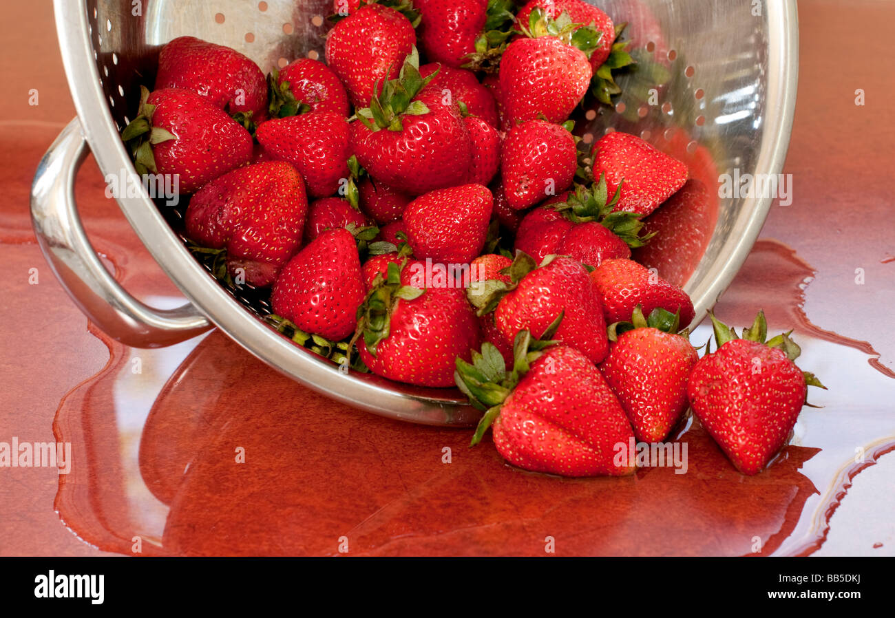 A colander of fresh strawberries Stock Photo - Alamy