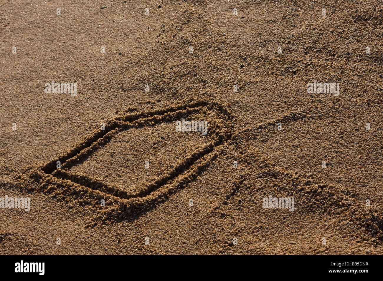 closeup of a house sign in sand on a beach Stock Photo - Alamy