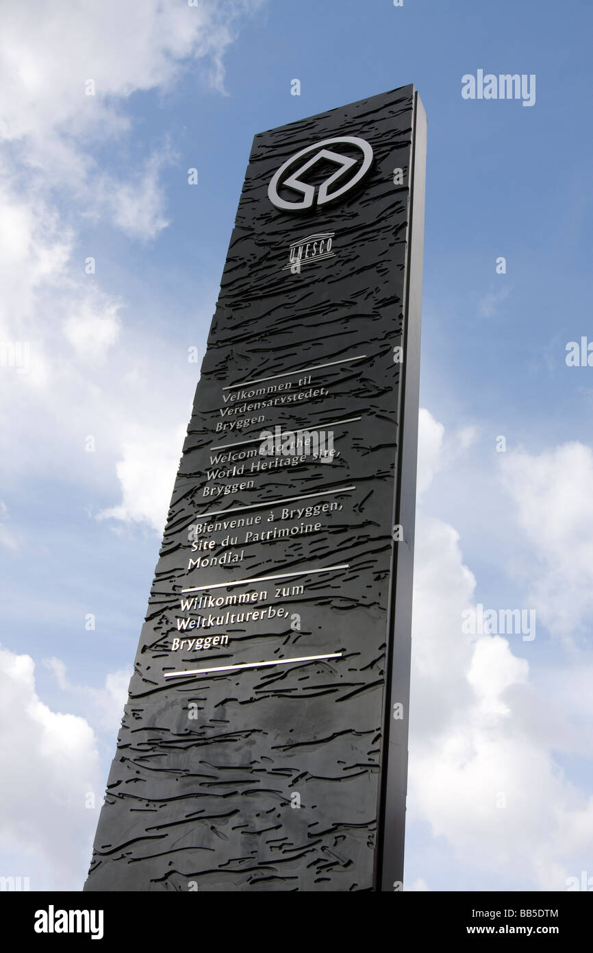 UNESCO sign, Bryggen, Bergen, Norway Stock Photo - Alamy