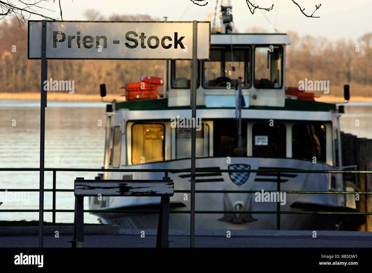 Prien Stock Sign and Passenger Ferry Stock Photo - Alamy