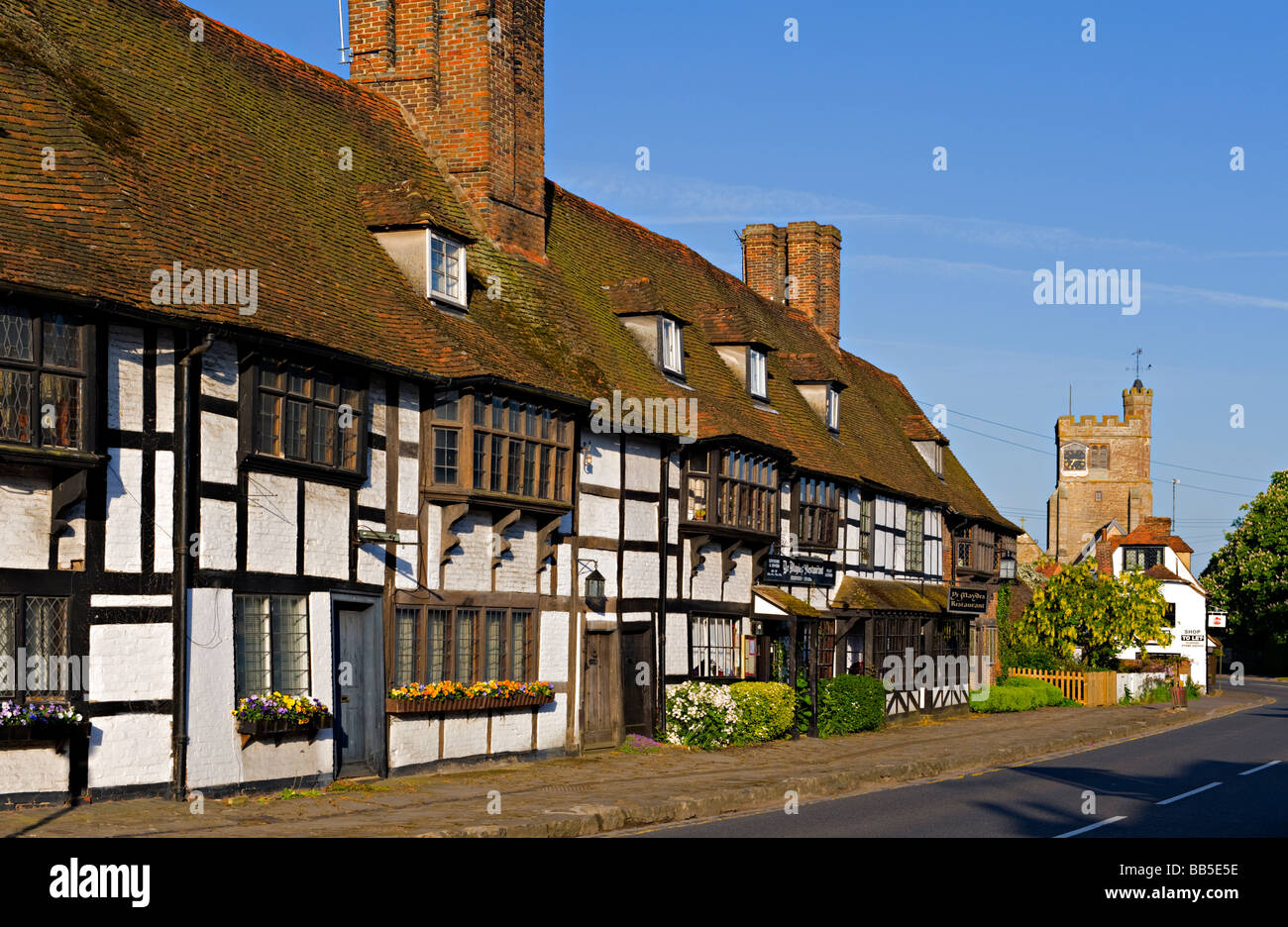 The High Street Biddenden Kent, UK, with All Saints' Church in the ...