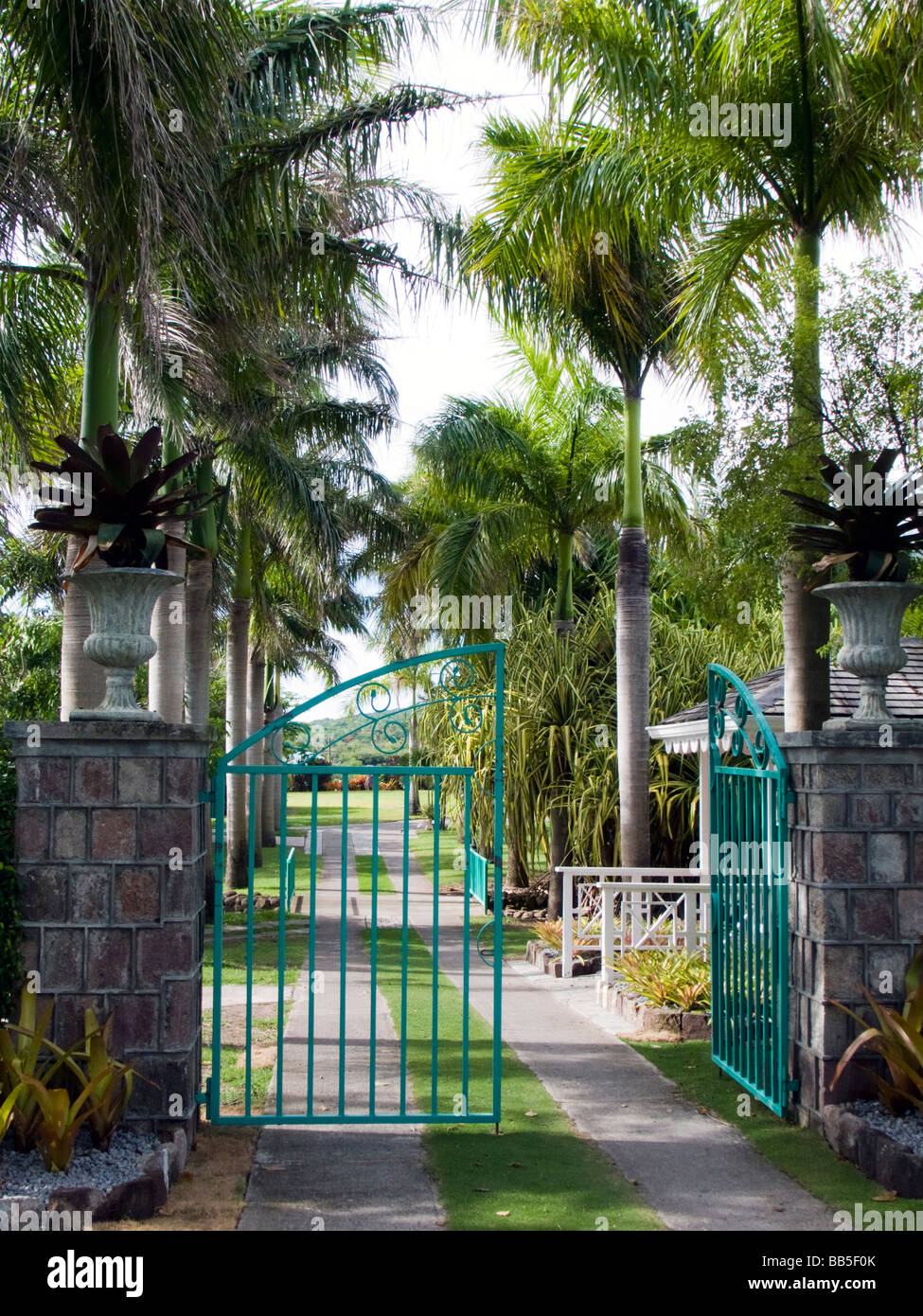 Gates to Nevis Caribbean island Botanical Garden Stock Photo - Alamy