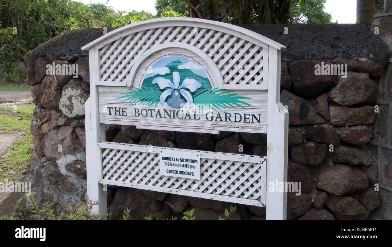 Botanical Garden sign Nevis Caribbean island Stock Photo - Alamy