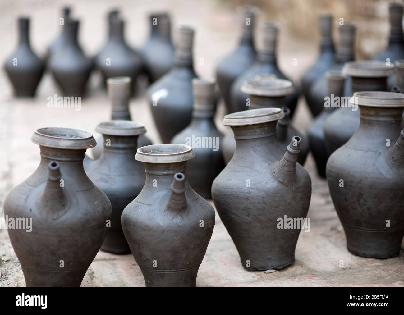 Stack of drying pottery in Bhaktapur Kathmandu Valley Nepal Stock Photo ...