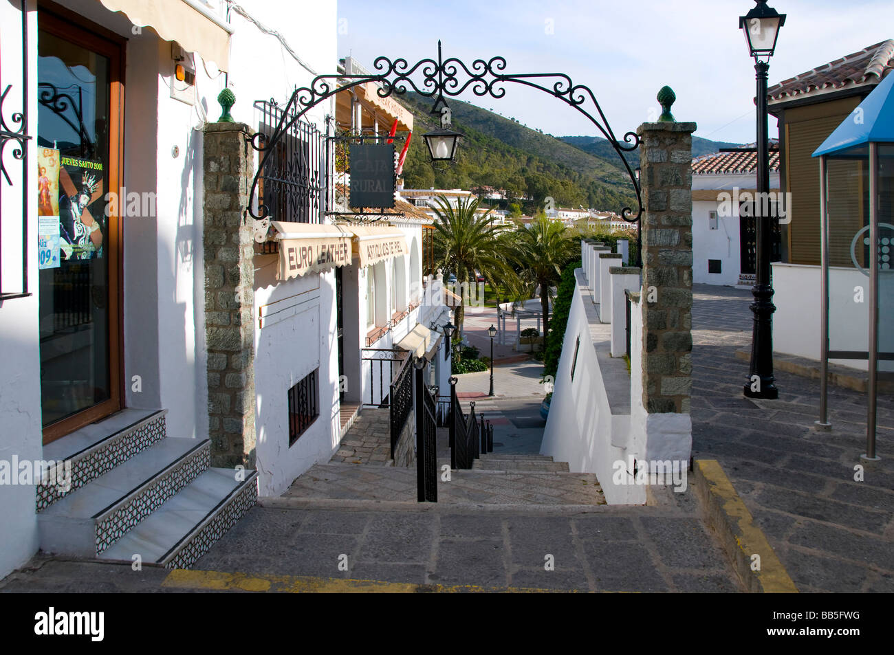 Steps to the Square in Mijas Stock Photo - Alamy
