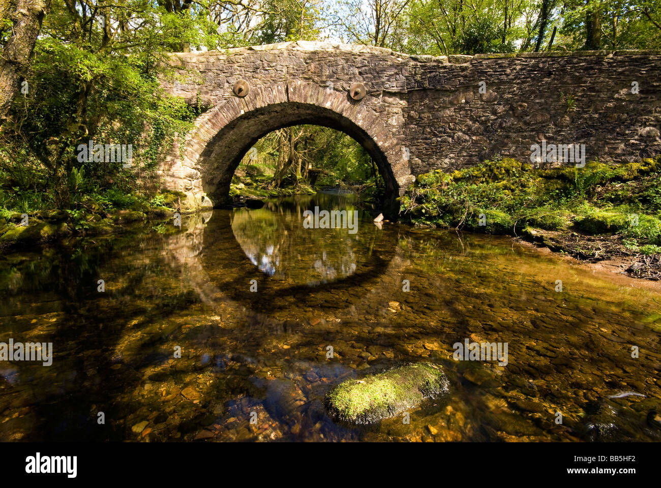 Reflections of Meavy Bridge,Burrator, Dartmoor National Park.Devon ...