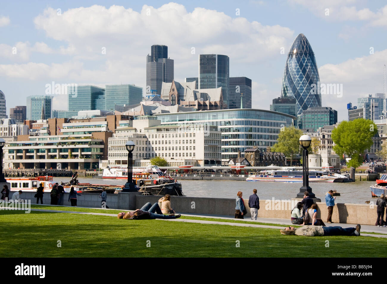 City of London from the south bank of the River Thames London England ...