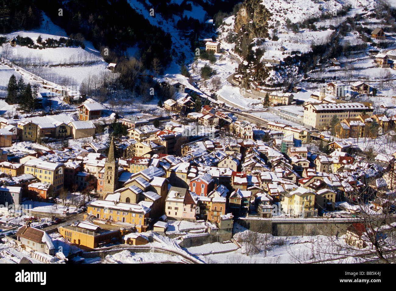 the picturesque village of saint Etienne de Tinee in the Mercantour ...