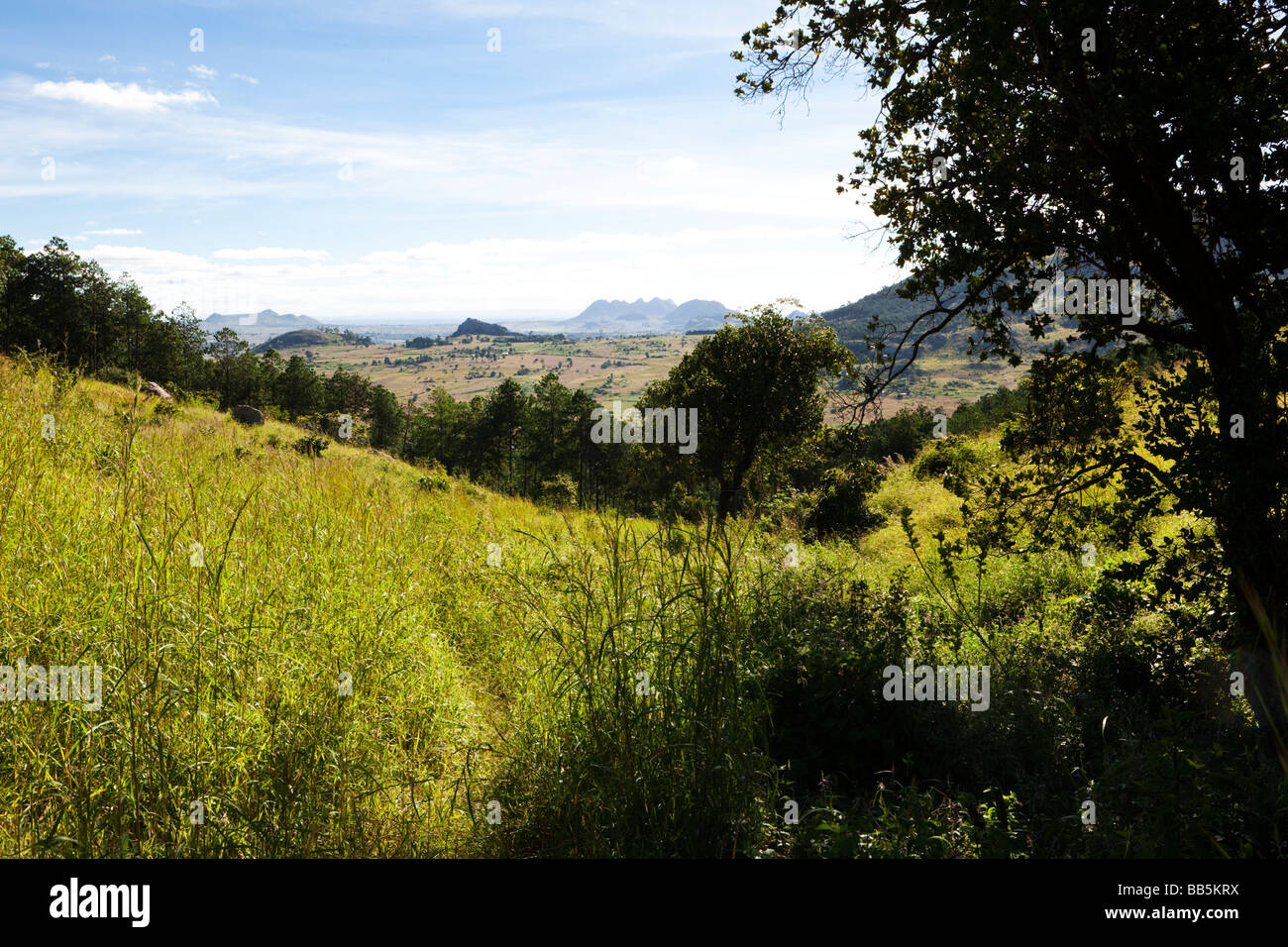 View from the foothills of Dedza Mountain, Dedza, Malawi, Africa Stock ...