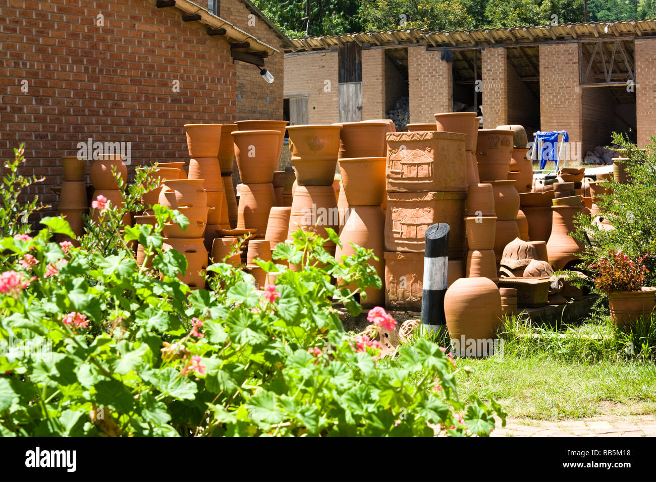 Finished pots at Dedza Pottery, Dedza, Malawi, Africa Stock Photo - Alamy