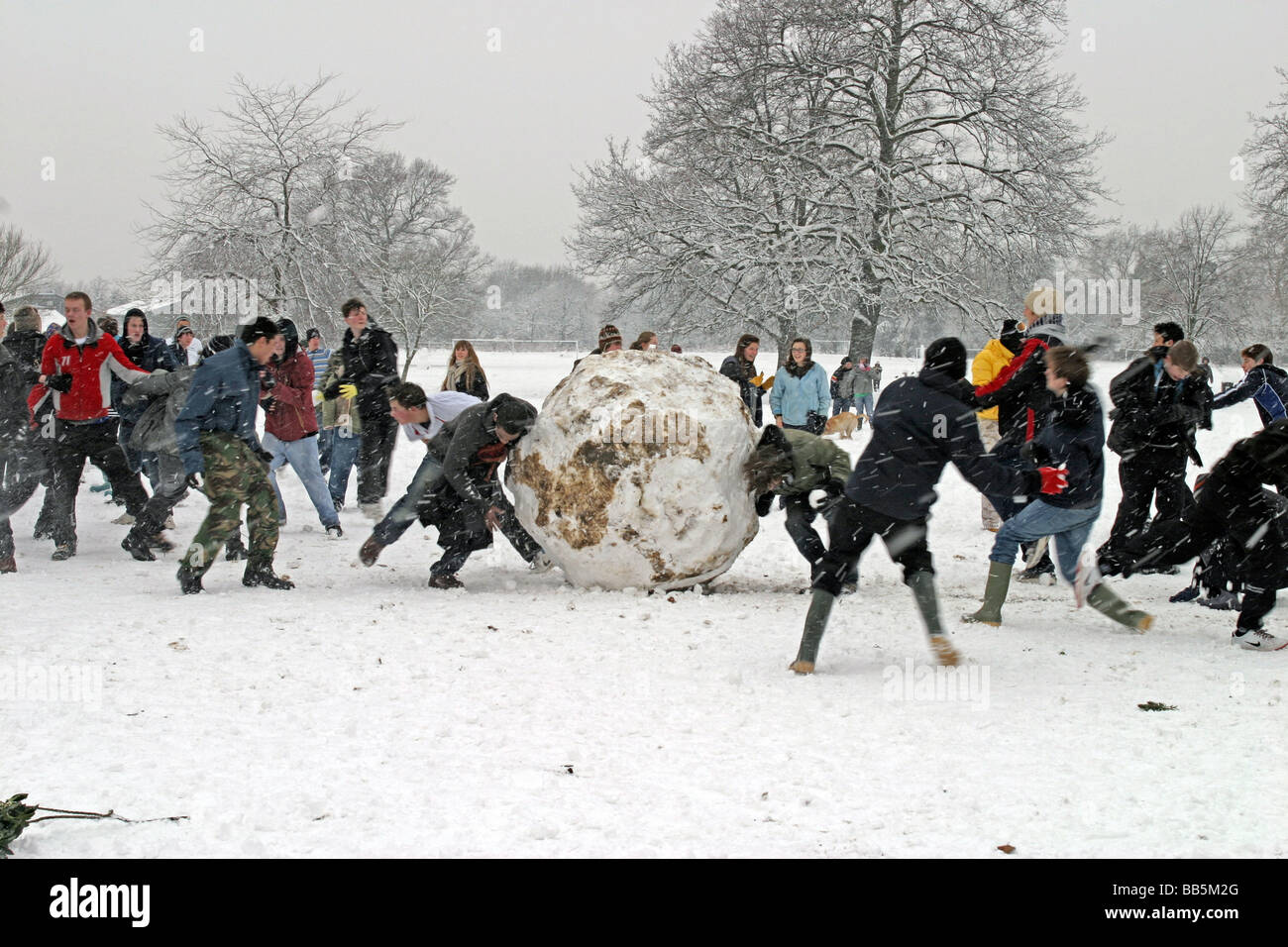 huge snowball fight in Dulwich Park, London Stock Photo - Alamy