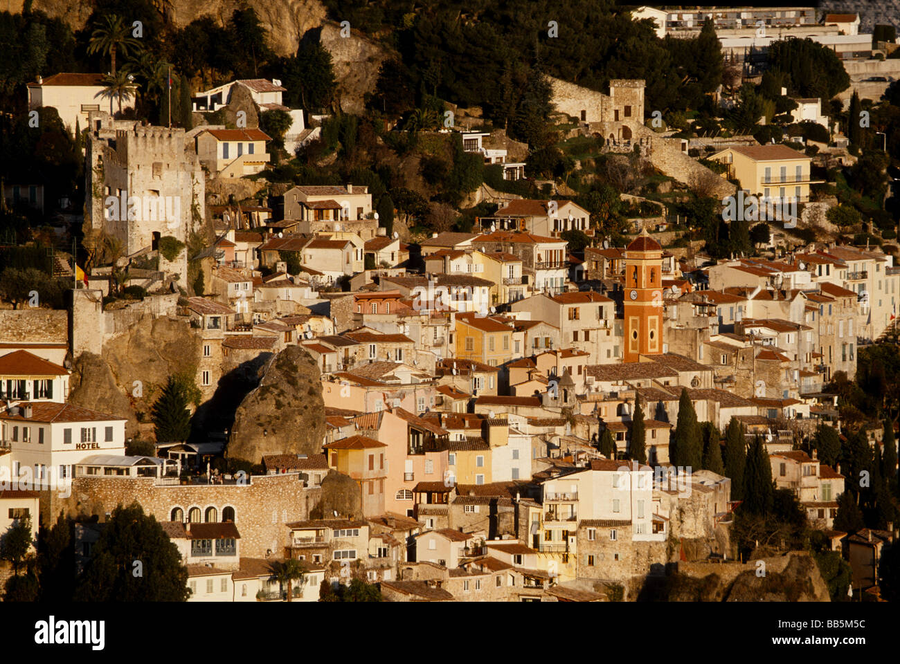 The coastal medieval perched village of Roquebrune near Menton Stock ...