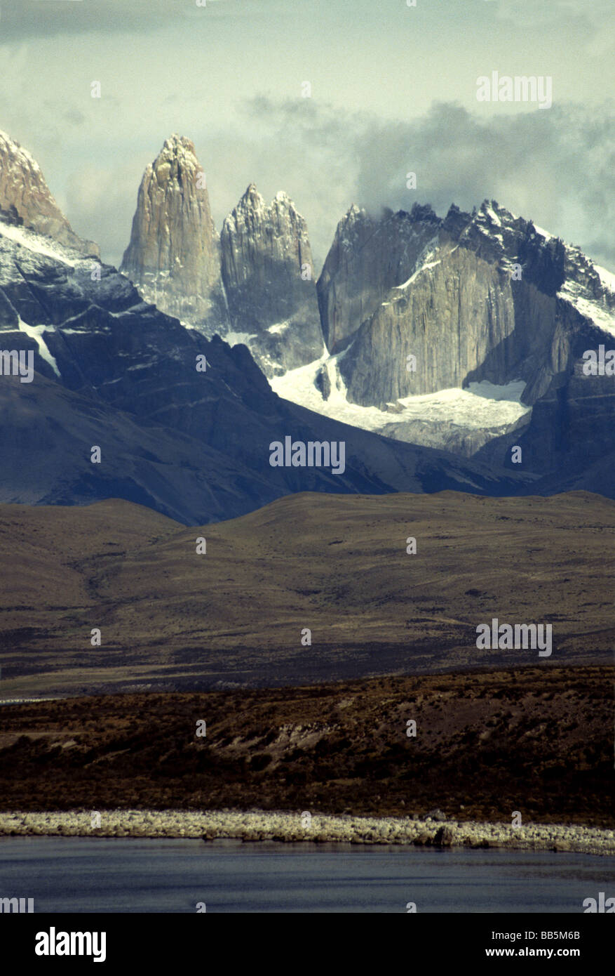 Chile;Torres del Paine Nat.Park;The Towers of Paine fron Lake Pehoe ...