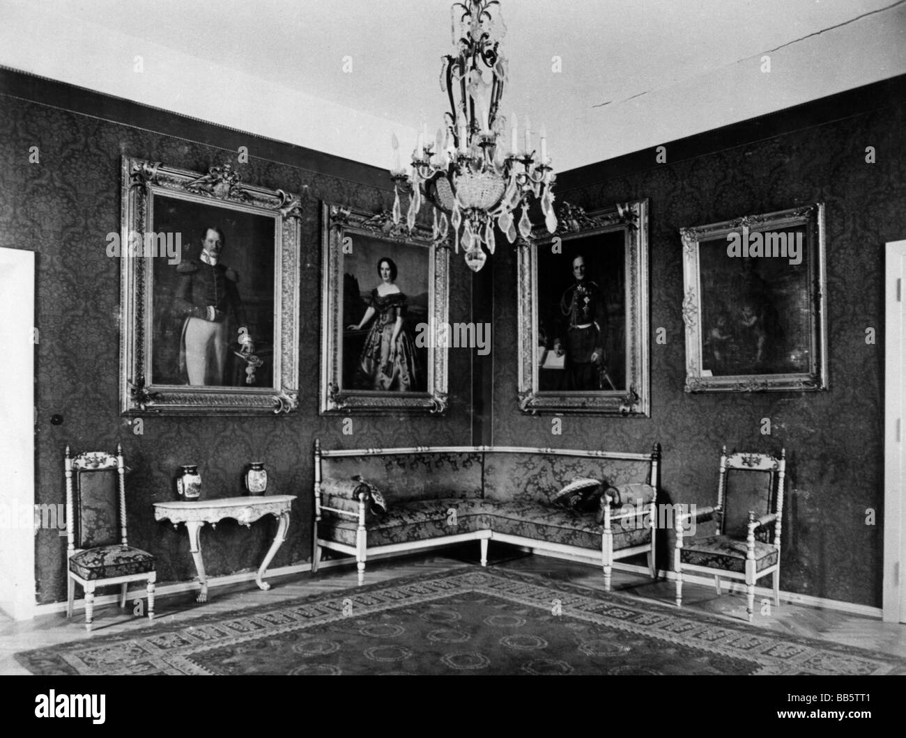 architecture, castles, Poland, Kanitz Castle near Lupow, interior view ...