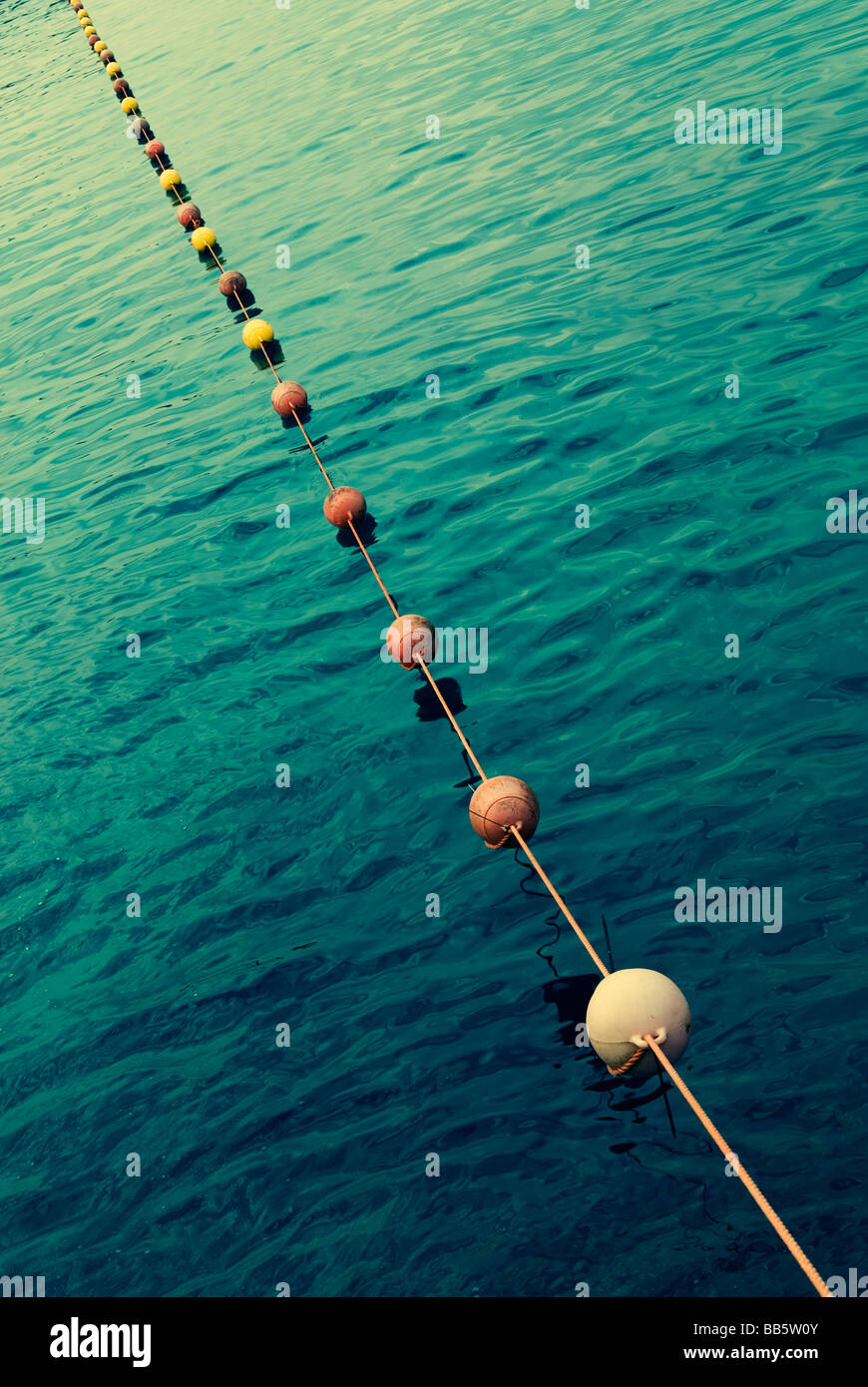 Buoys line floating in the Mediterranean sea Lebanon Middle East Asia ...
