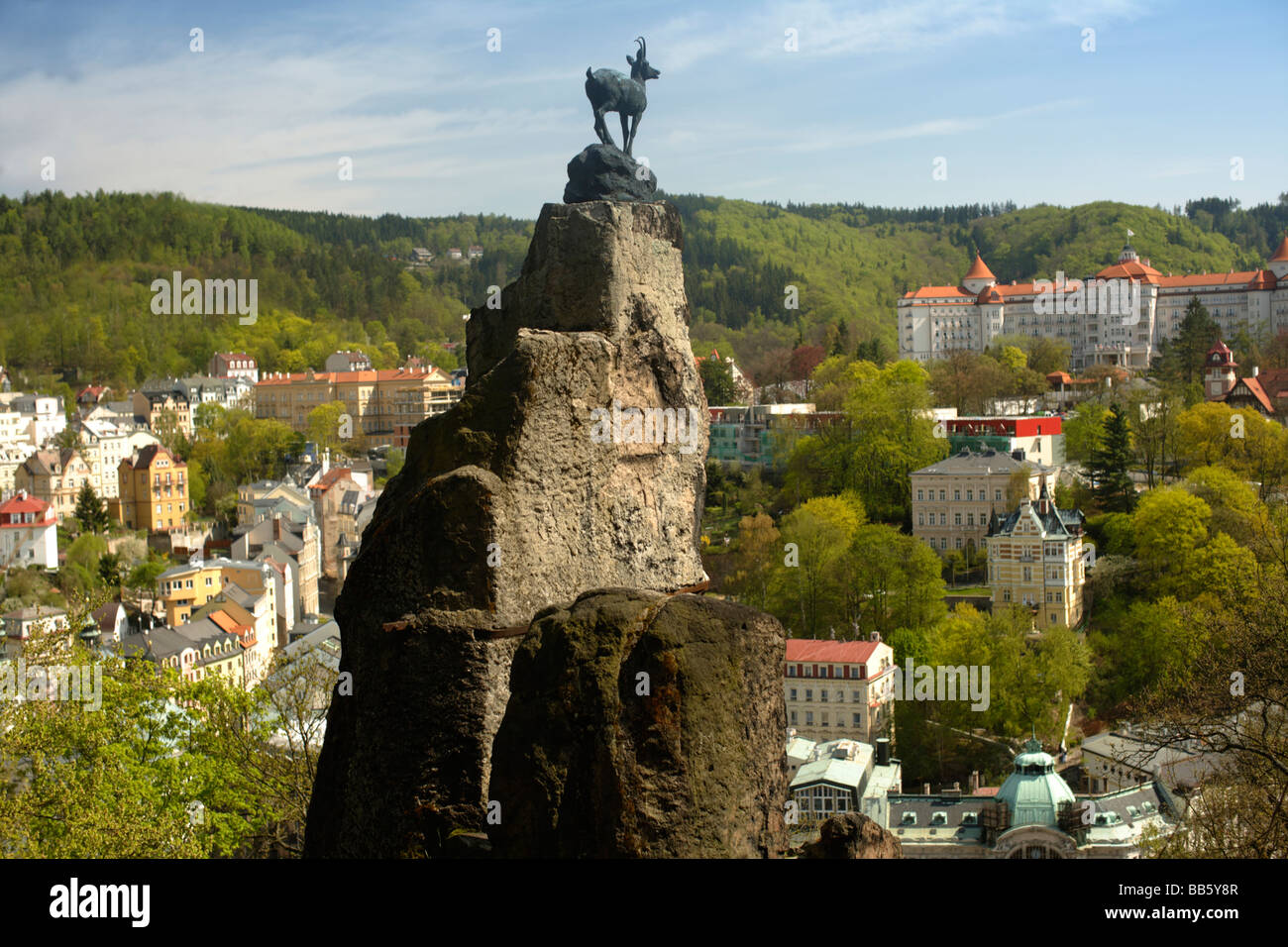 Stag Jump view panorama of the Spa resort Carlsbad Czech Republic Stock ...