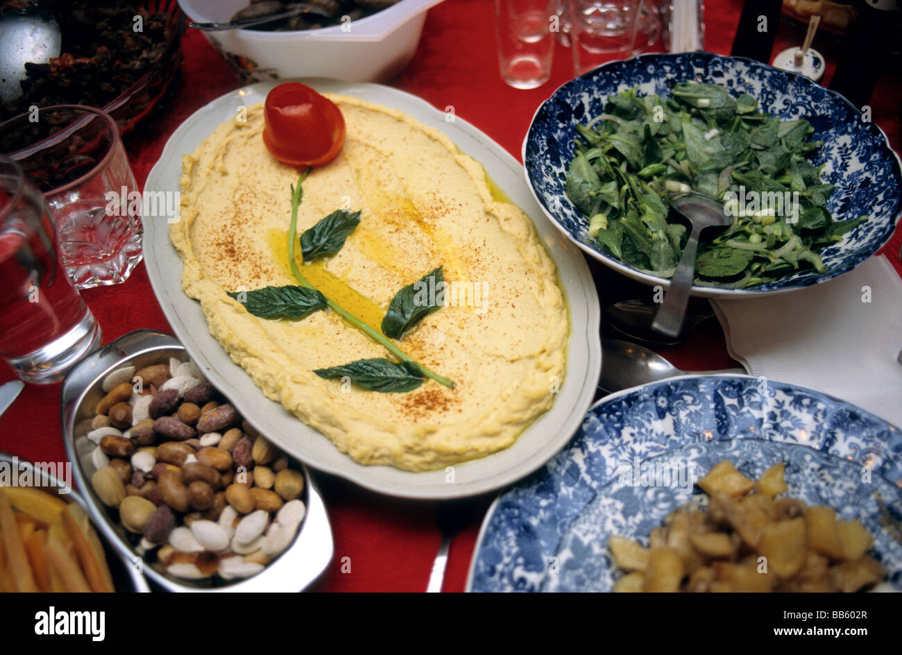 Traditional Middle Eastern food on a table Stock Photo - Alamy