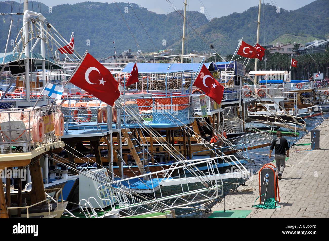 Gumbet boats on waterfront, Marmaris Harbour, Marmaris, Datca Peninsula ...