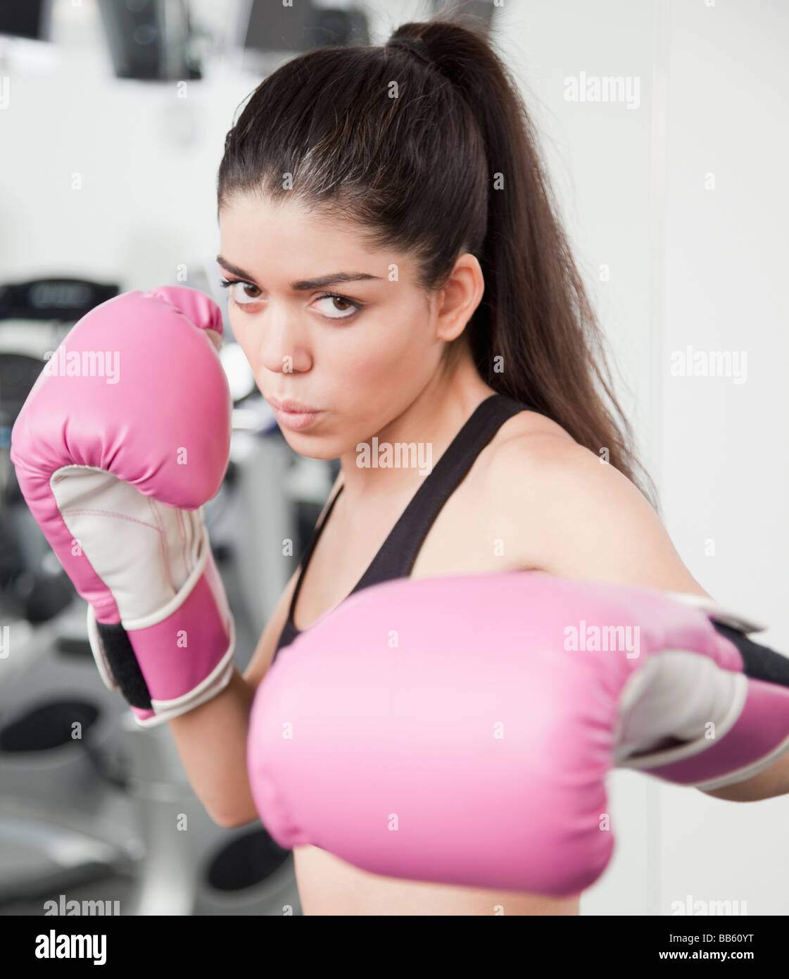 Hispanic woman boxing Stock Photo - Alamy