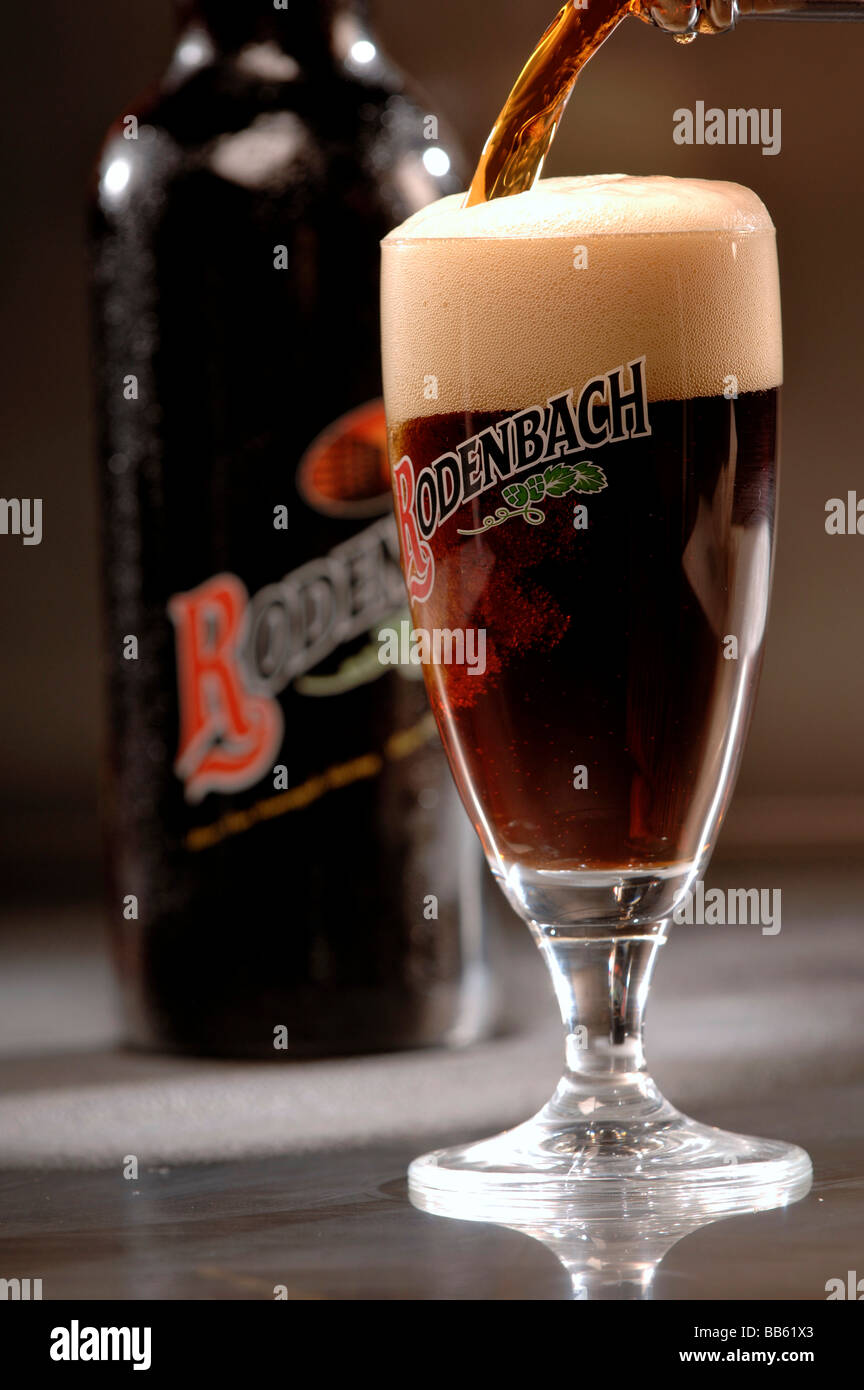 Pouring glass of Rodenbach Belgian beer Stock Photo - Alamy