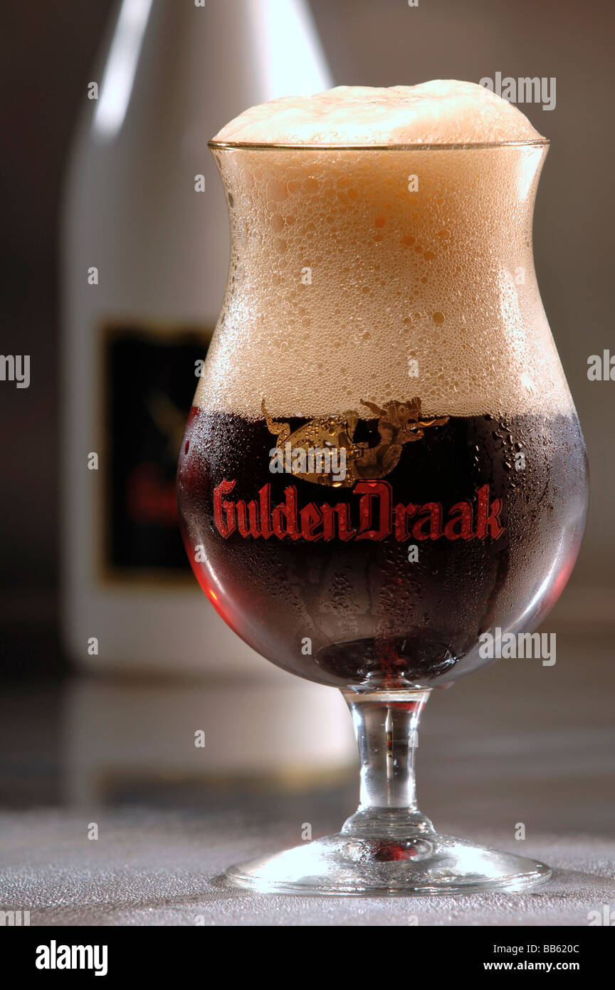 Glass of Gulden Draak Belgian beer Stock Photo - Alamy