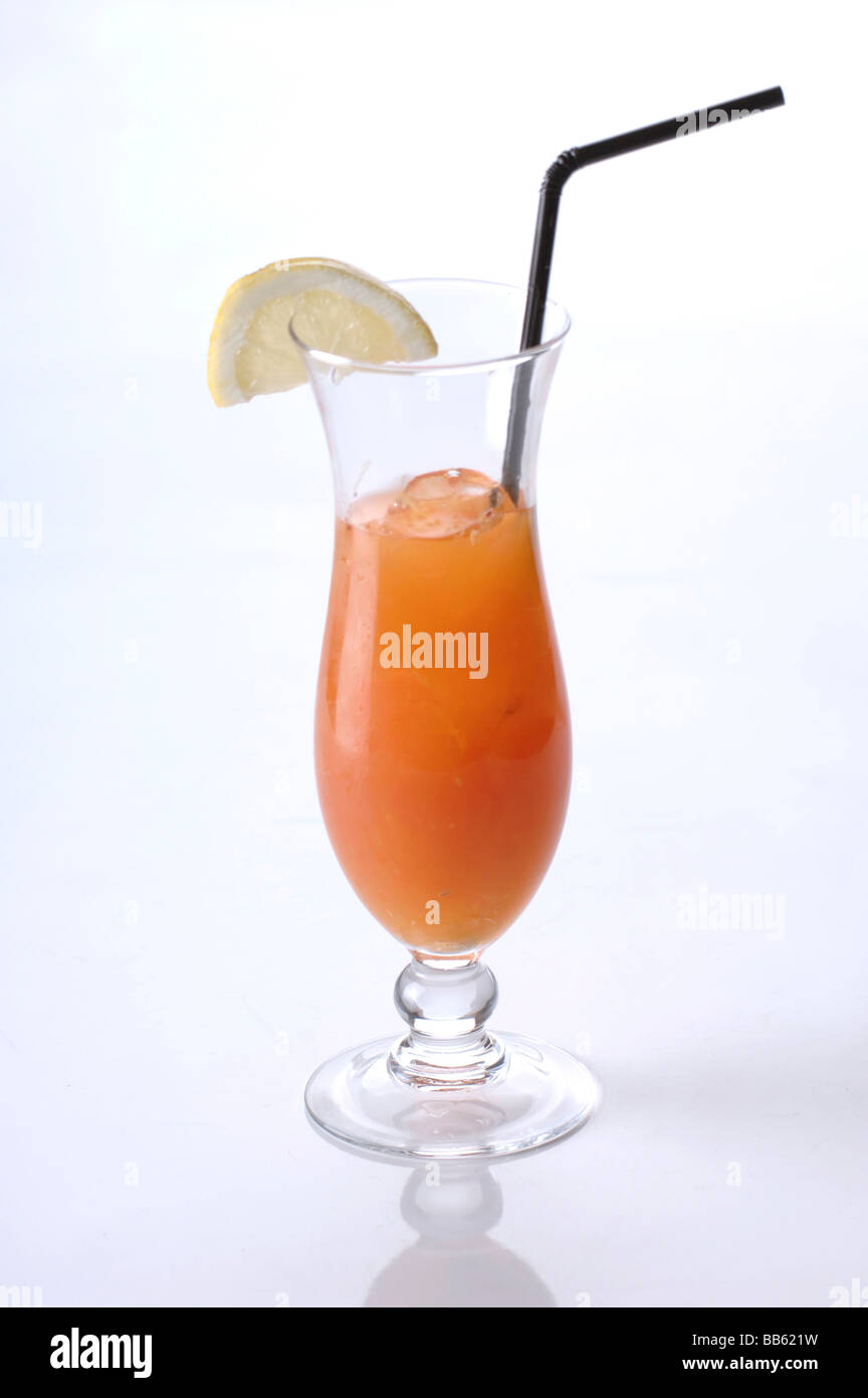 Fruit cocktail with lemon slice Stock Photo - Alamy