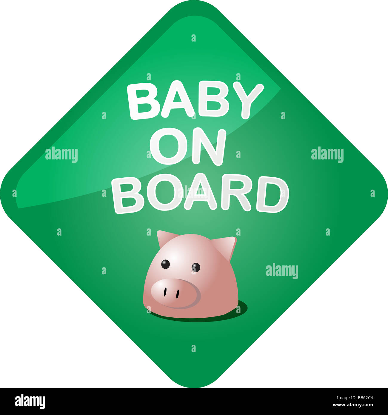 Baby on board sticker with pig sign illustration Stock Photo - Alamy