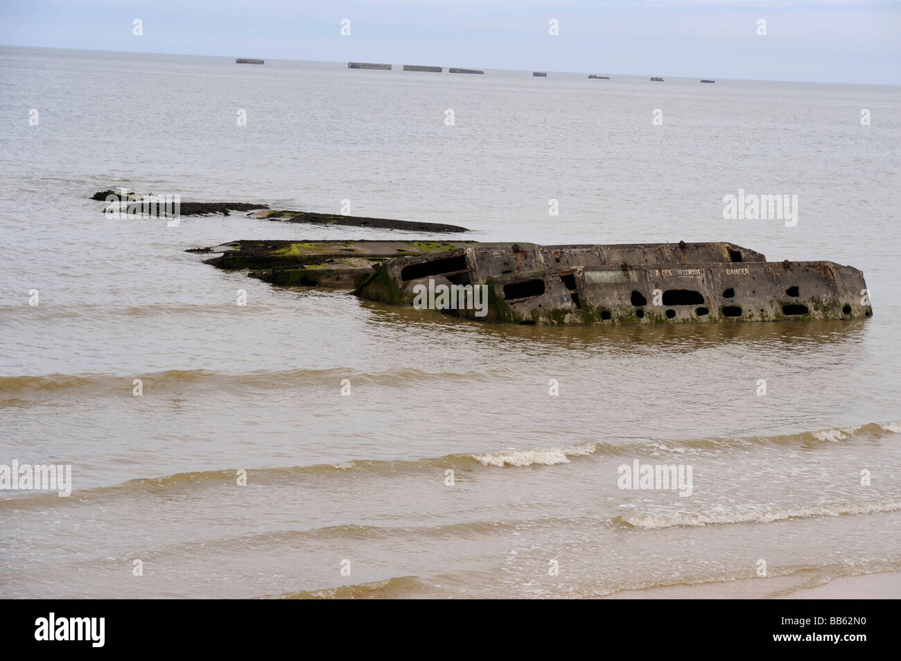 D Day Artificial port Winston at Arromanches Mulberry harbour Landing ...