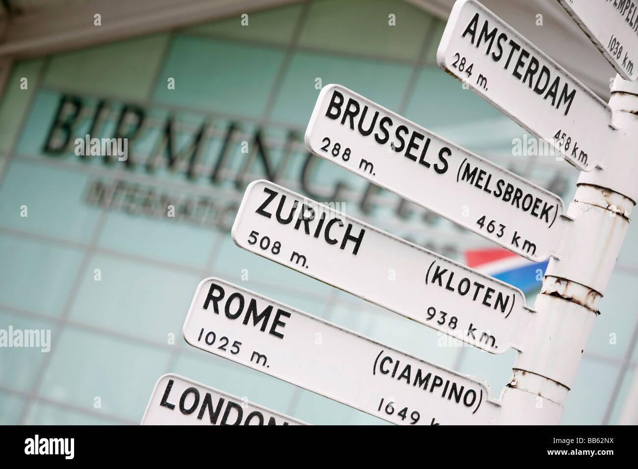 fingerpost at Birmingham International Airport outside the main ...