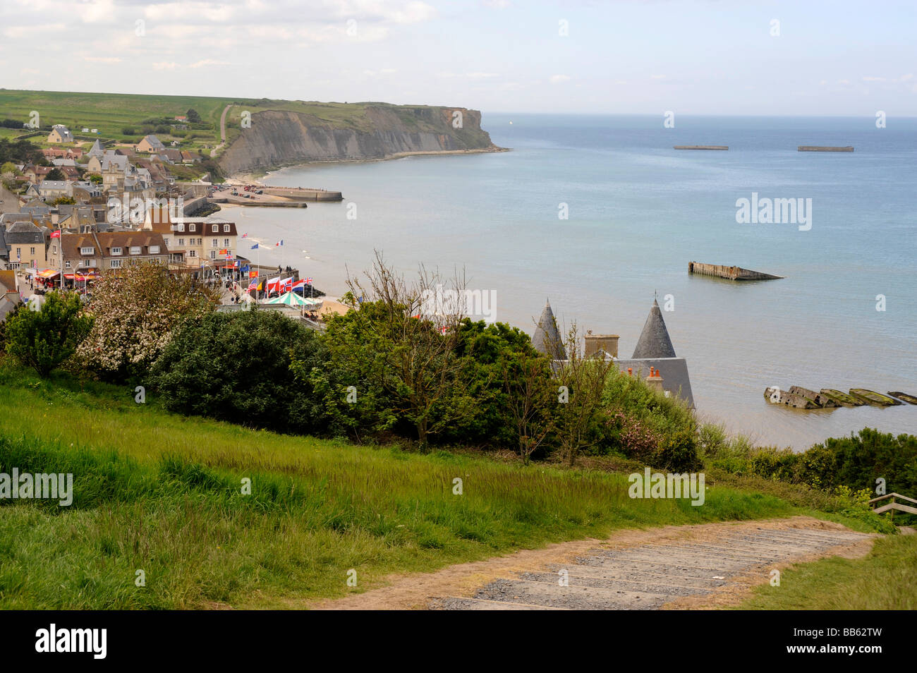 D Day Artificial port Winston at Arromanches Mulberry harbour Landing ...
