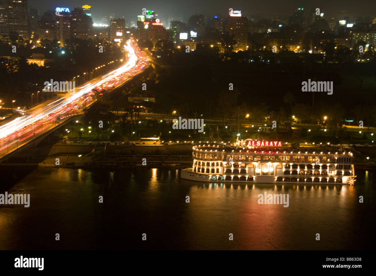 cairo by night looking over the river nile Stock Photo - Alamy