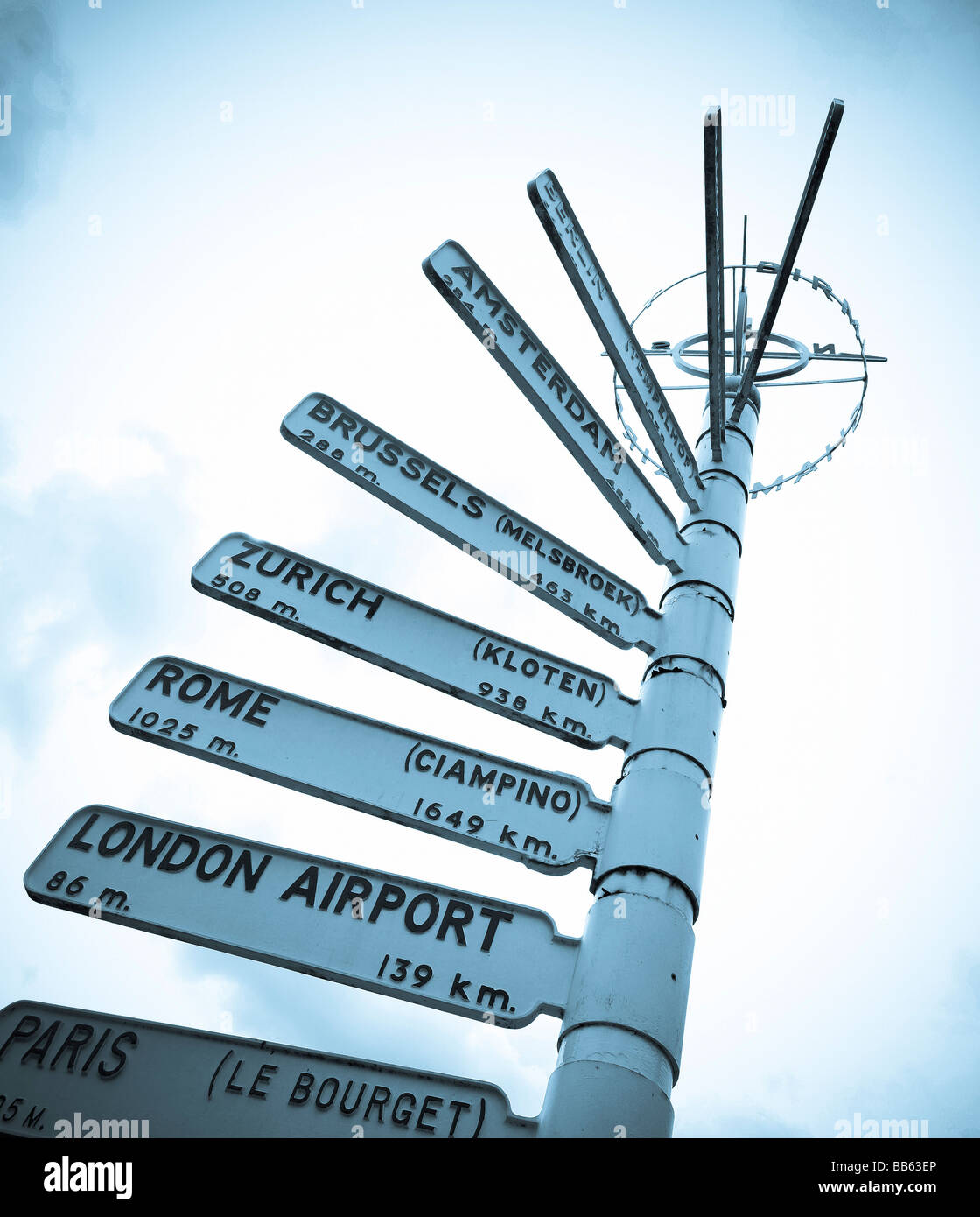 The fingerpost outside Birmingham International Airport giving ...