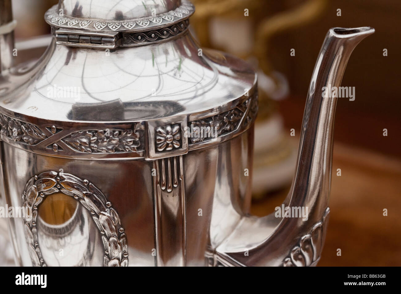 Silver tea service at the antique market in Neuchatel Switzerland Stock ...