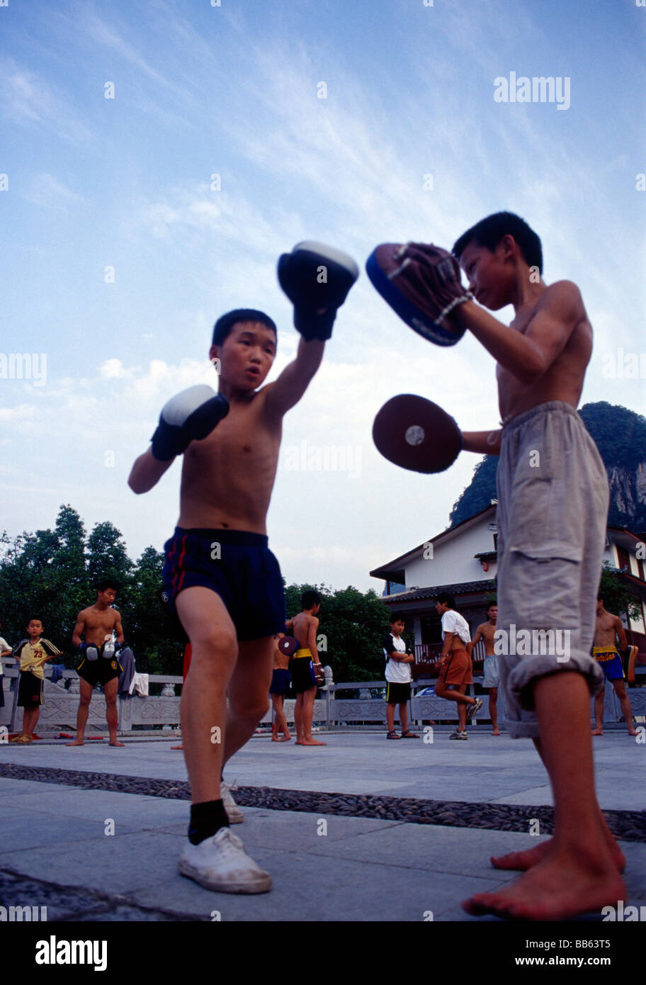 boys training Mai Thai, Yangshau, China Stock Photo - Alamy