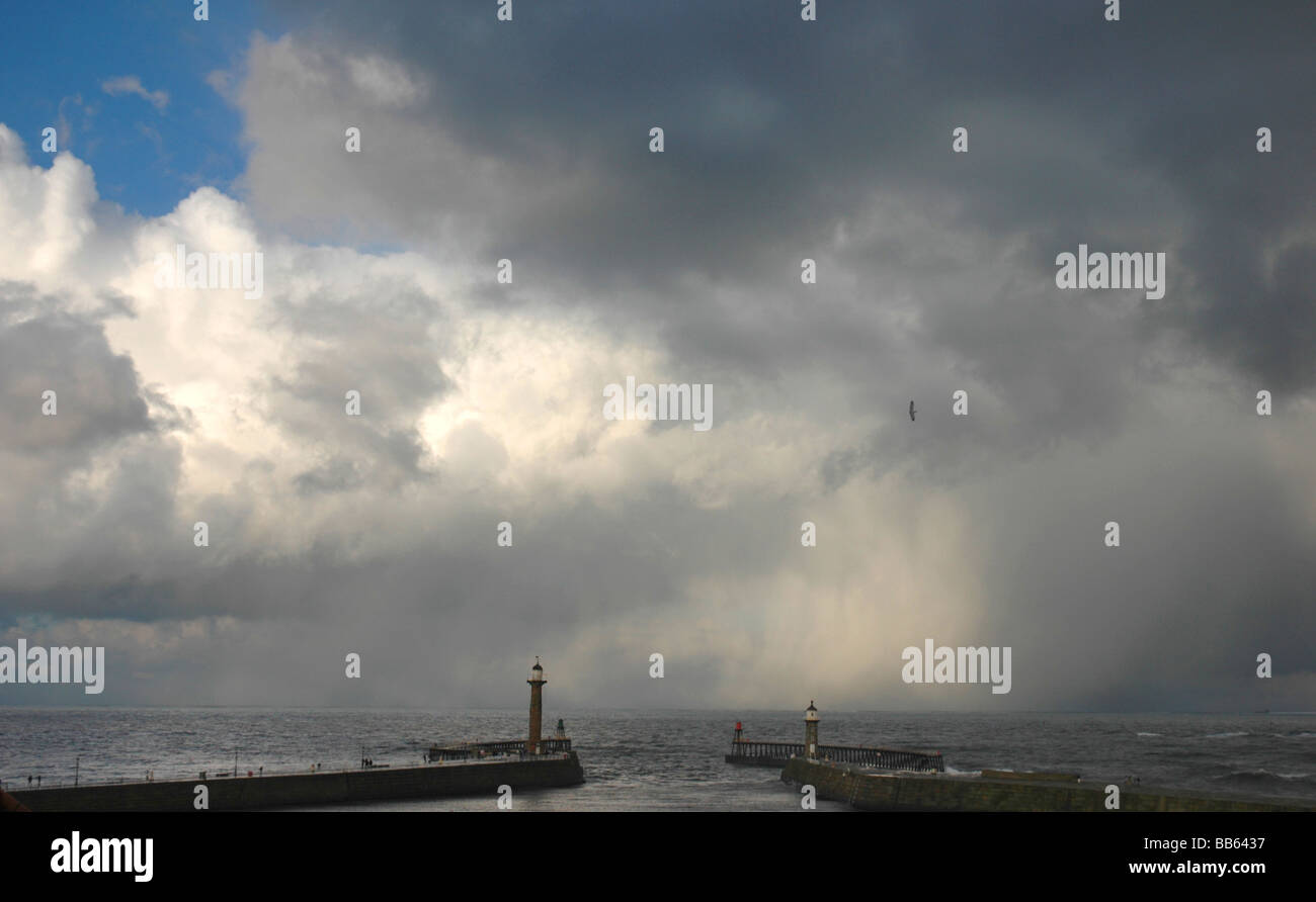 Whitby lighthouse stormy hi-res stock photography and images - Alamy