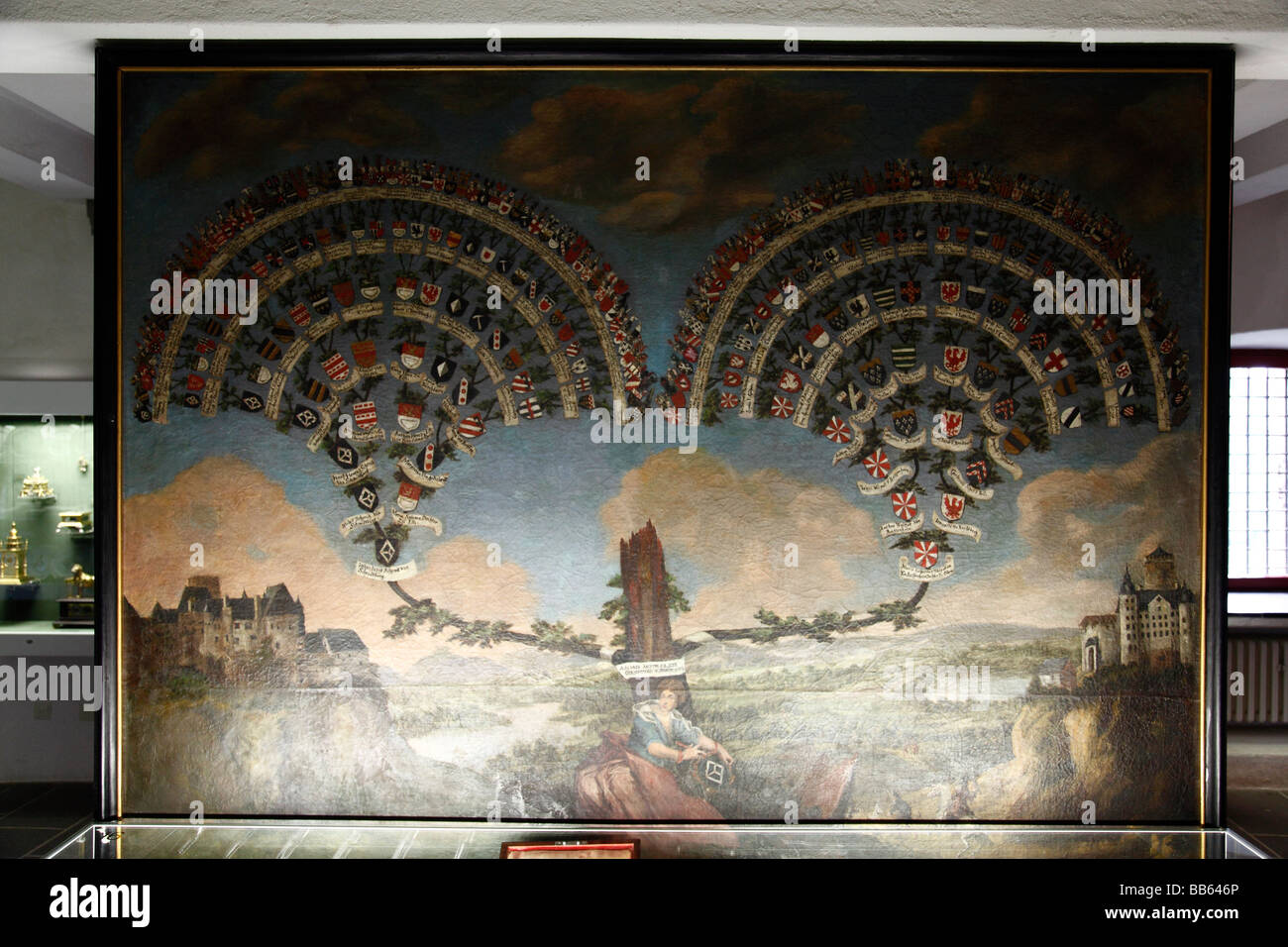 The historic family tree on display in Burg Eltz castle in the Mosel ...